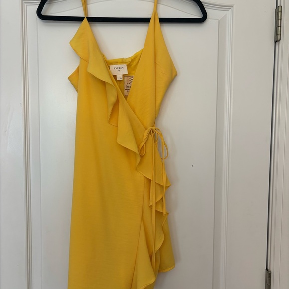 Everly | Dresses | Everly Yellow Wrap Dress Perfect For Rush | Poshmark
